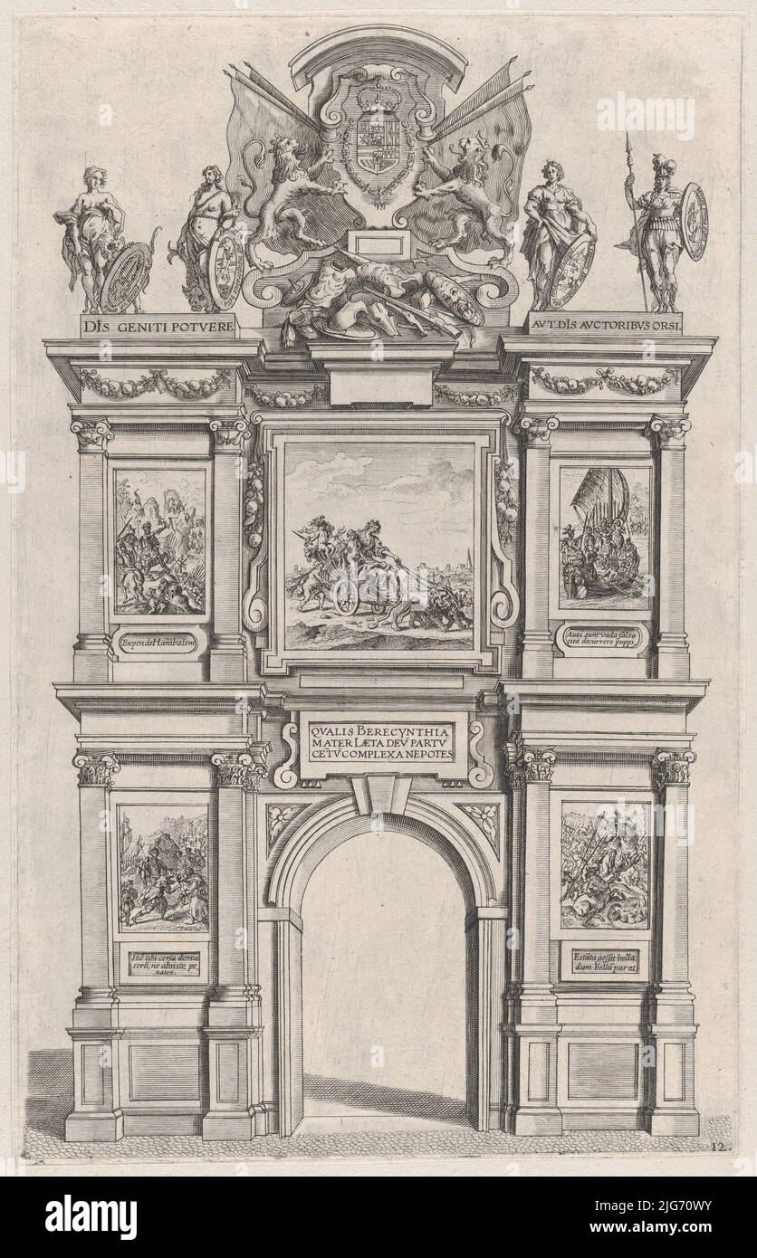 Plate 12: Triumphal arch, elevation of the back facade, surmounted with ...