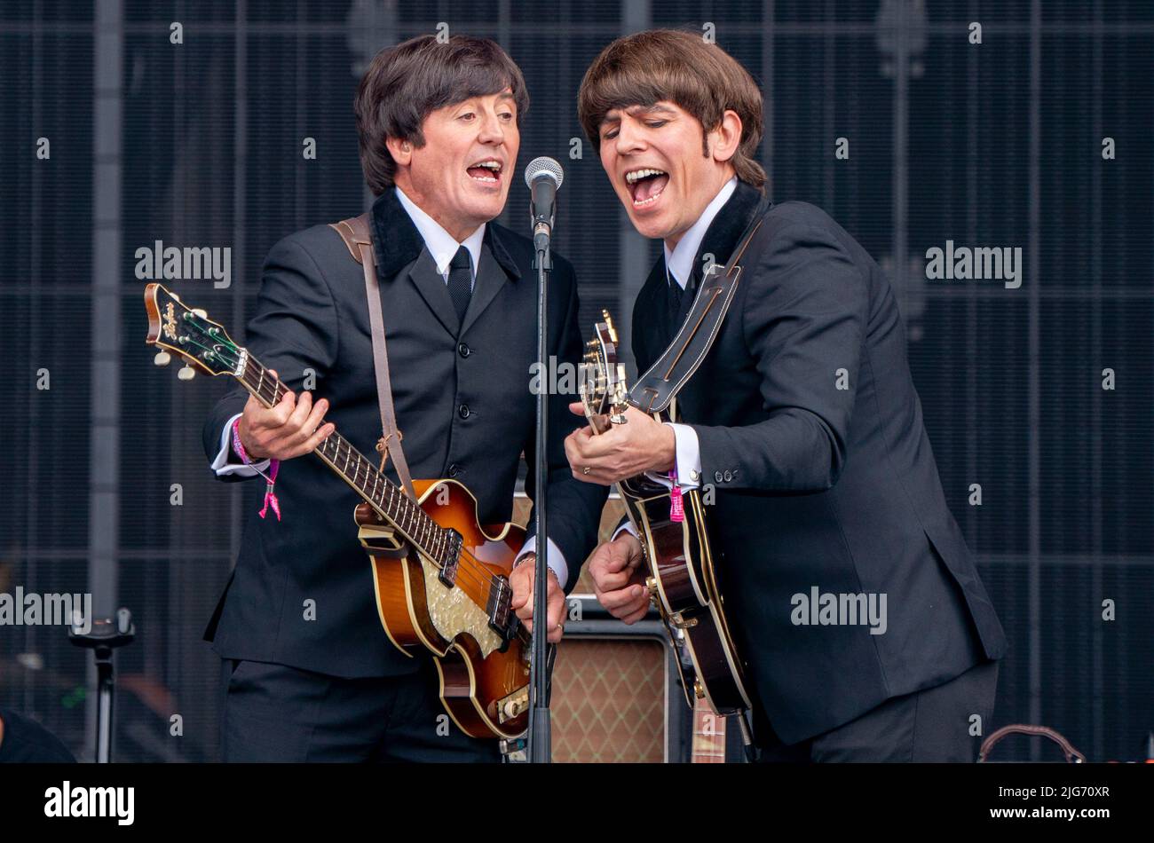 The Bootleg Beatles performing on the main stage at the TRNSMT Festival ...