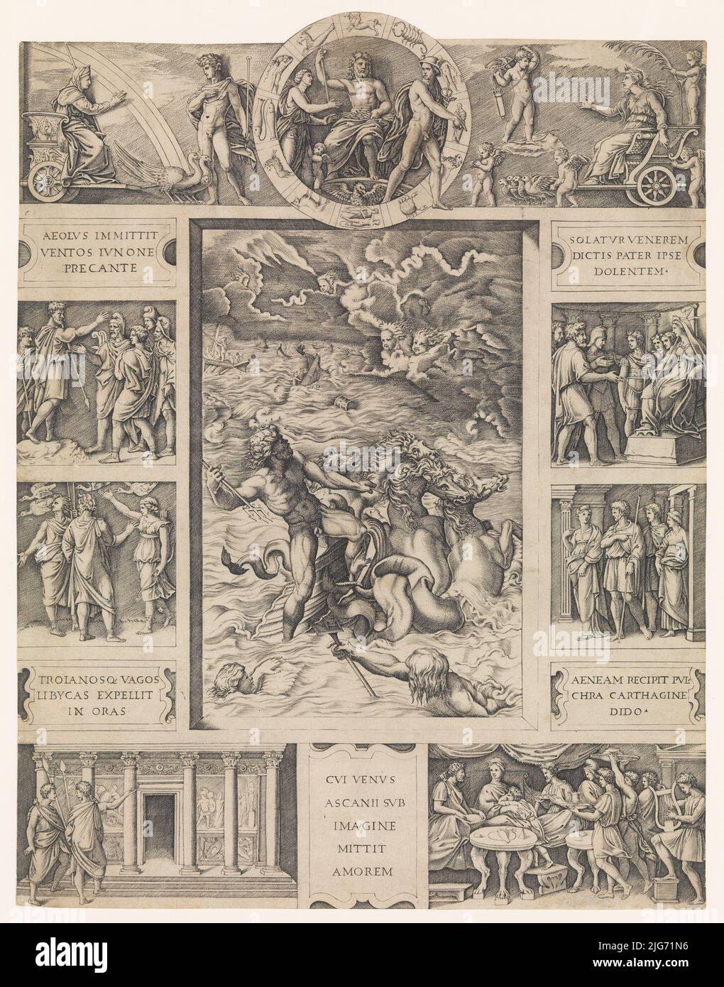 Neptune calming the tempest which Aeolus raised against Aeneas' fleet ...