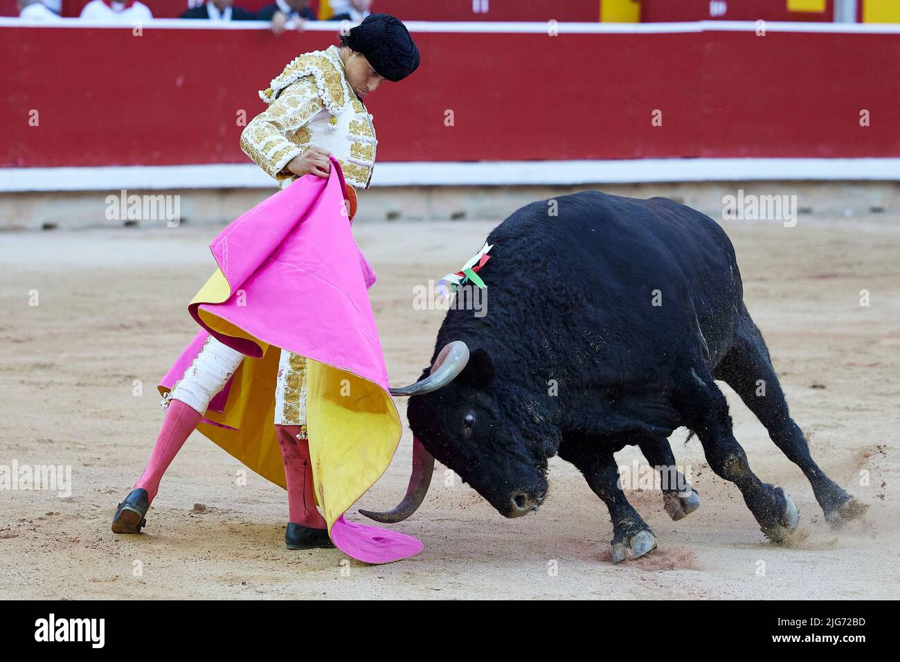 Pamplona, Spain, July 7, 2022, Peruvian bullfighting Andres Roca Rey ...