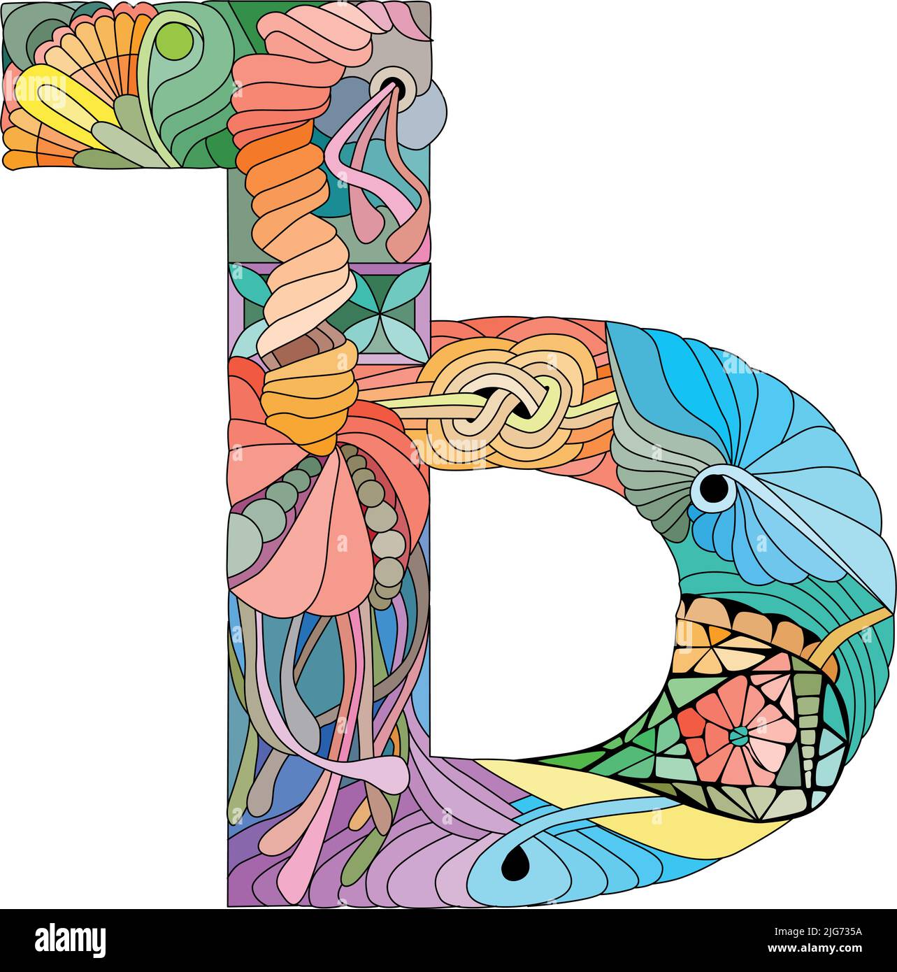 Hand-painted art design. Letter cyrillic zentangle object Russian ...