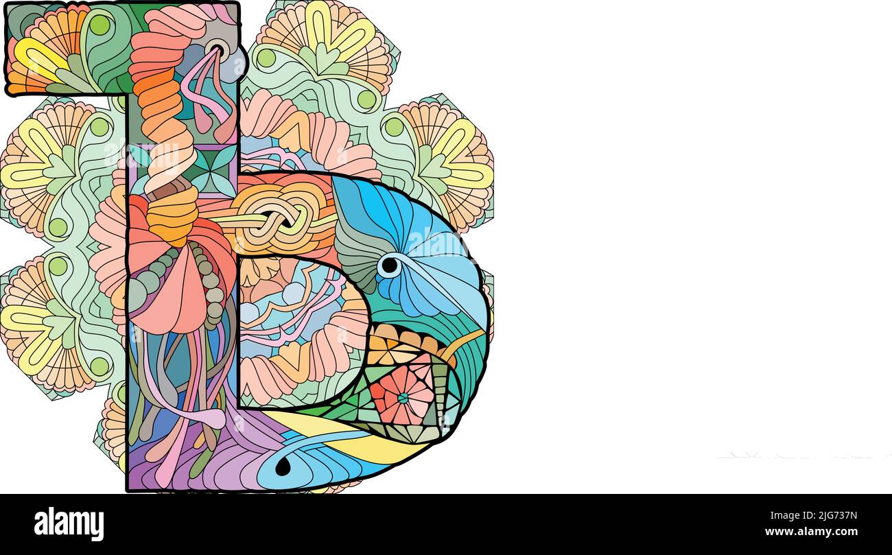 Hand-painted art design. Letter cyrillic zentangle object Russian ...