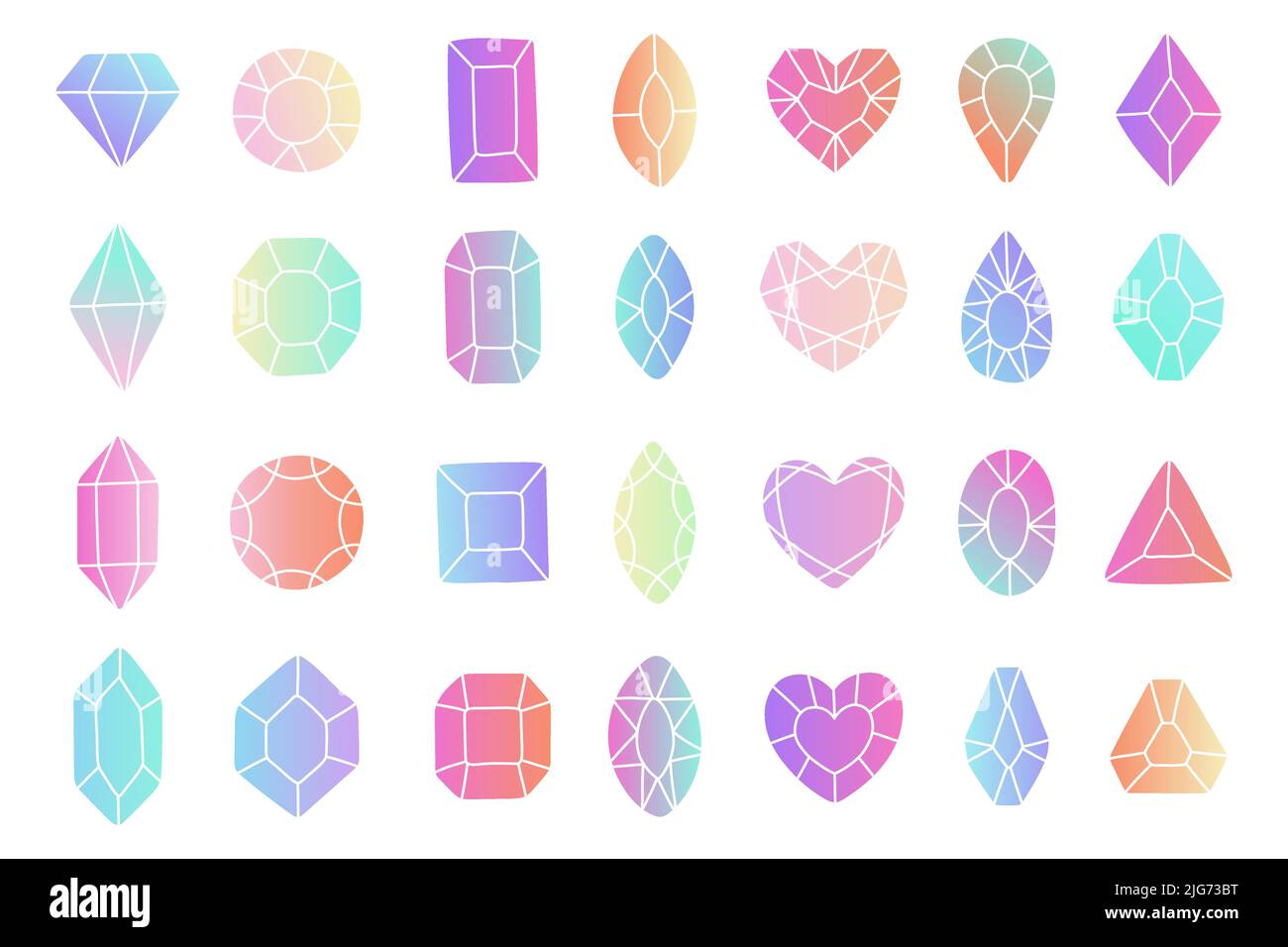 Diamond gems set gradient vector isolated on white Stock Vector Image ...