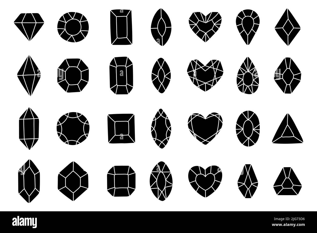 Diamond gems black and white icon set vector Stock Vector Image & Art ...