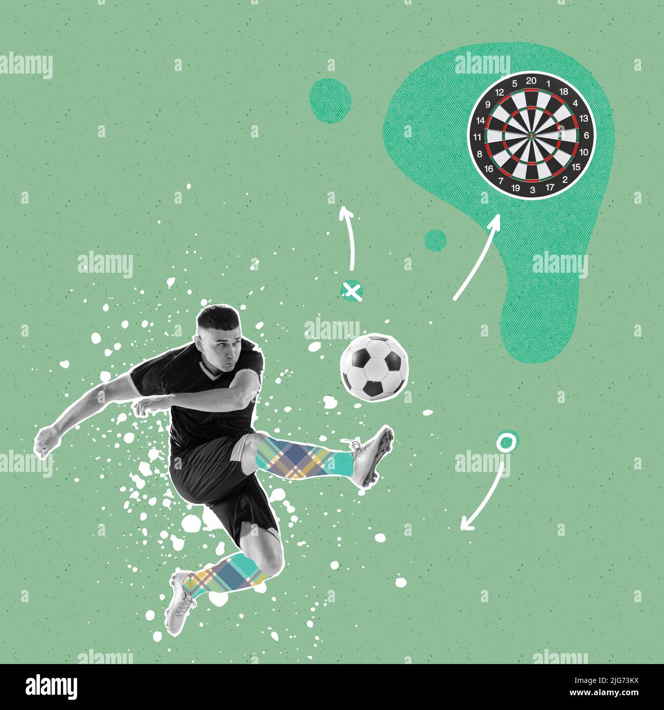 Contemporary art collage. Professional male soccer football player ...