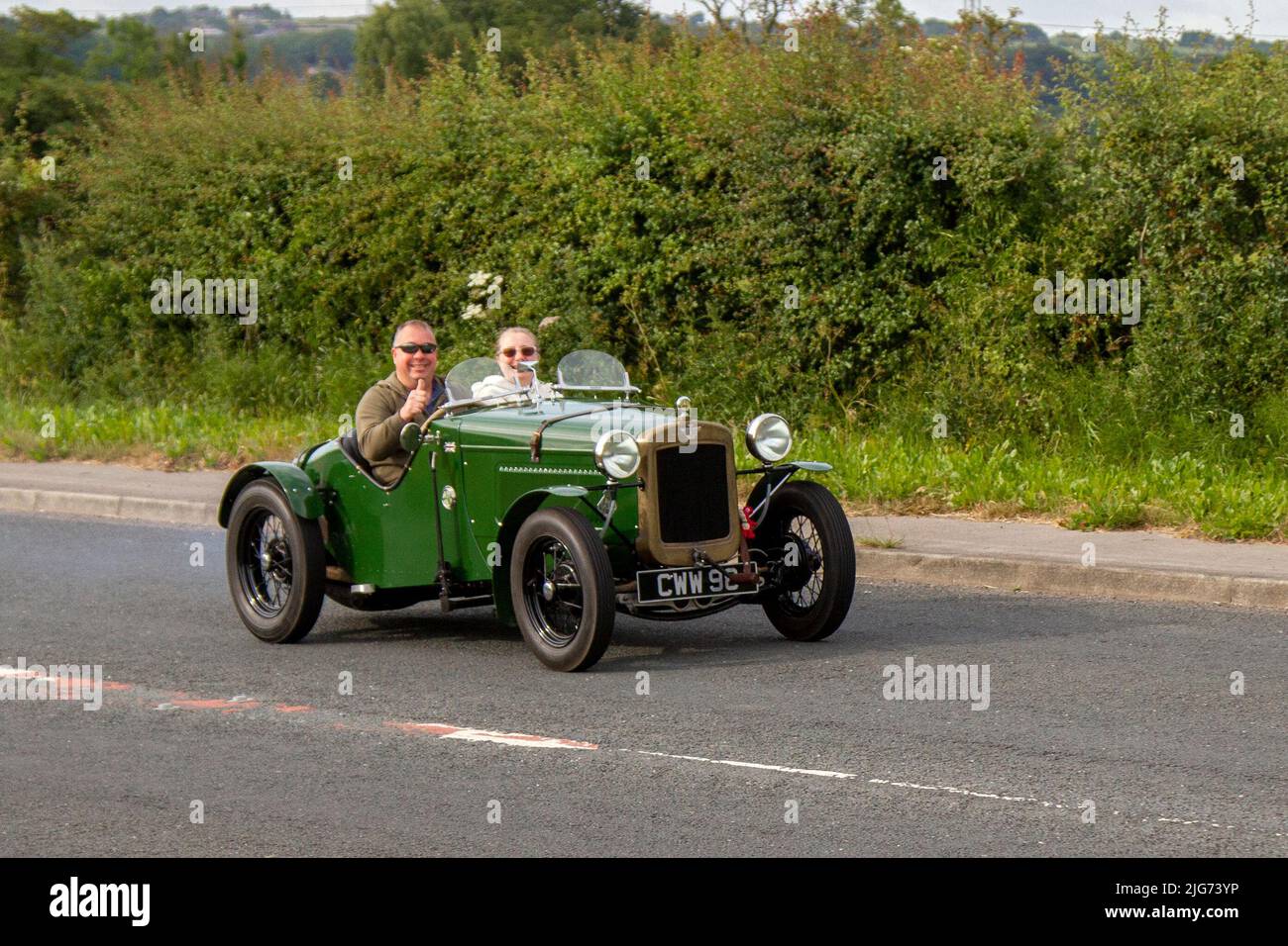 1936 30s thirties green Austin Seven 750cc petrol cabrio, en-route to ...
