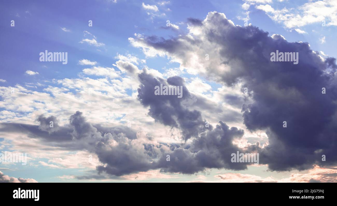 Sunset light color the cloudy sky. Twilight, dawn time. Sunrise ...