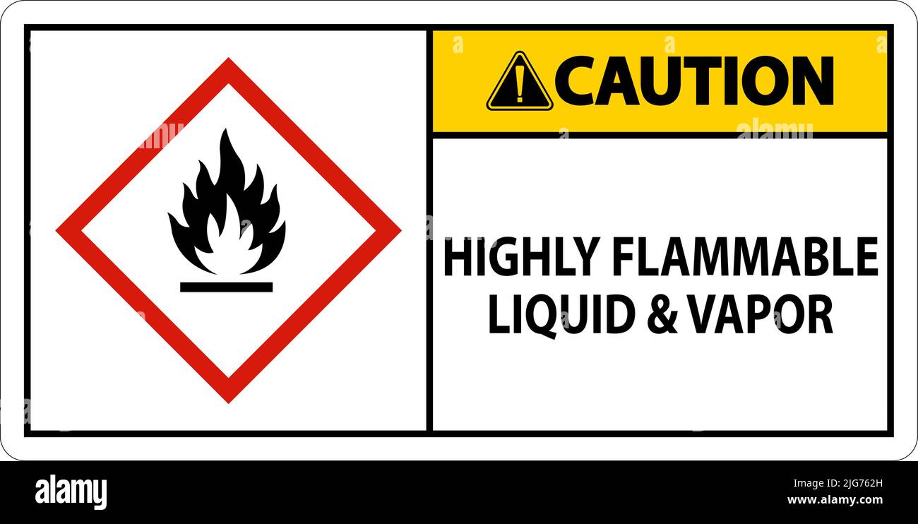 Caution Highly Flammable Liquid and Vapor GHS Sign Stock Vector Image ...
