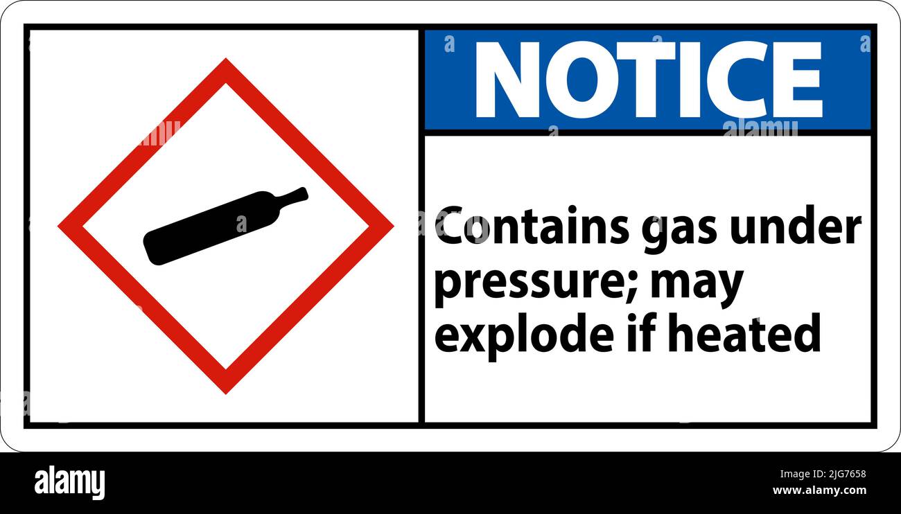 Notice Contains Gas Under Pressure GHS Sign On White Background Stock ...