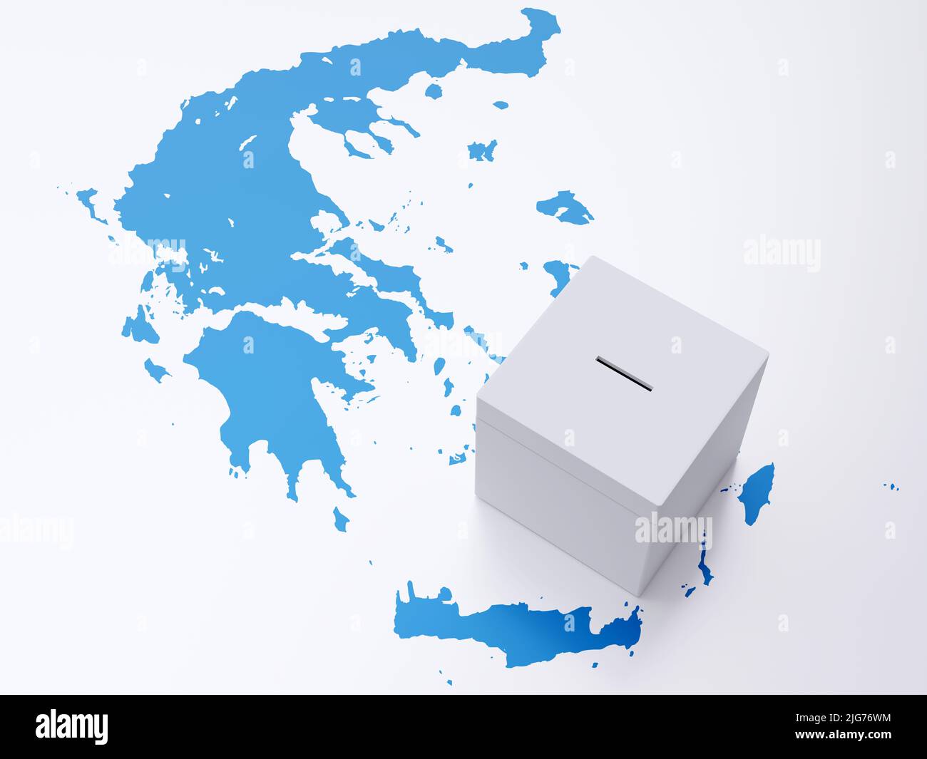 Election in Greece. Voting box on blue and white colors Greek map ...