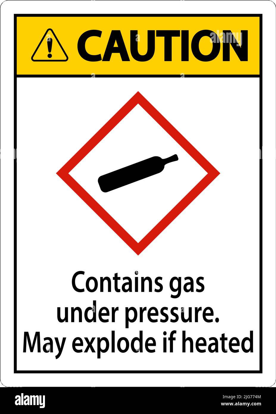 Caution Contains Gas Under Pressure GHS Sign On White Background Stock ...