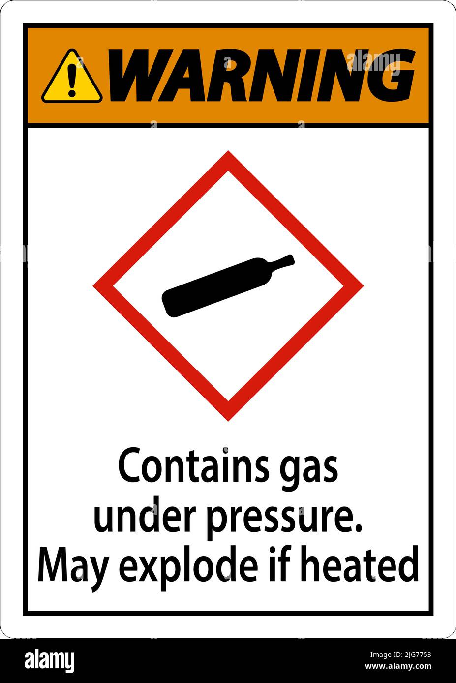 Warning Contains Gas Under Pressure GHS Sign On White Background Stock ...