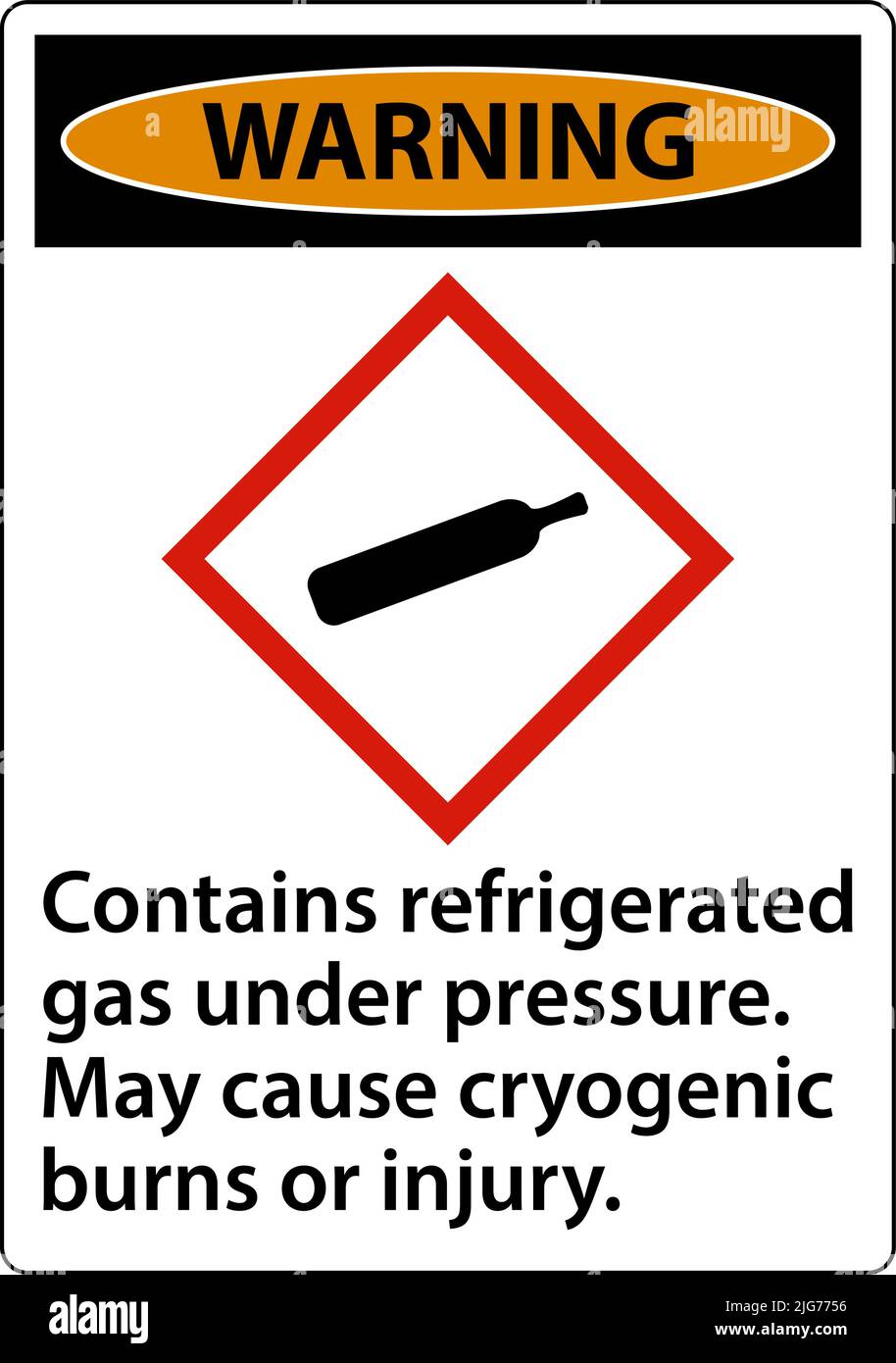 Warning Contains Refrigerated Gas Under Pressure GHS Sign Stock Vector ...