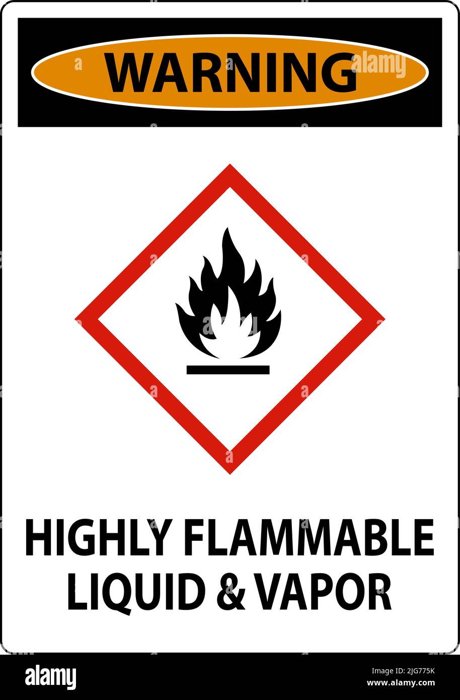 Warning Highly Flammable Liquid and Vapor GHS Sign Stock Vector Image ...