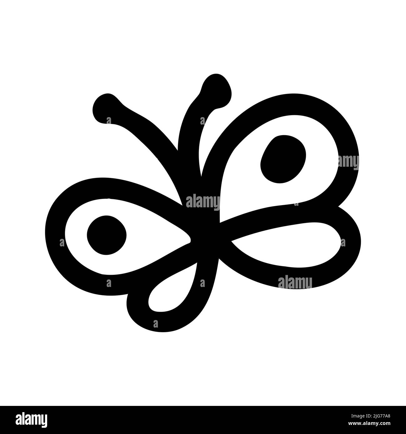 Butterfly, insect, flat line art illustration in doodle style. Cute ...
