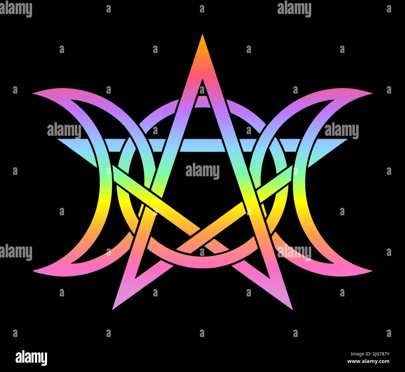 Triple Moon Triquetra Pentagram. Triple Goddess. Neopaganism Stock Vector Image & Art - Alamy