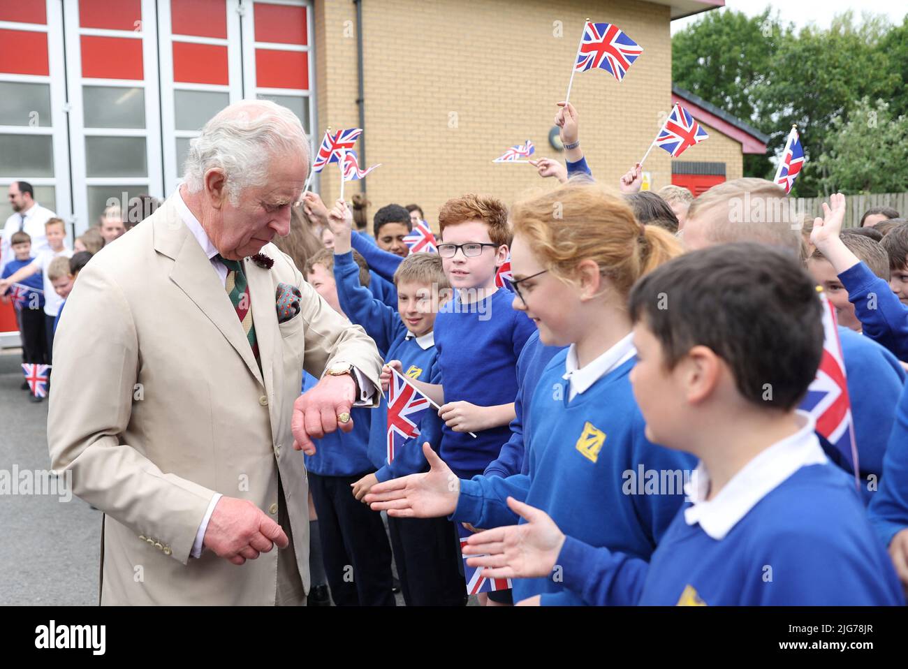 The Prince of Wales during a visit to Morecambe Fire Station to mark 21 ...