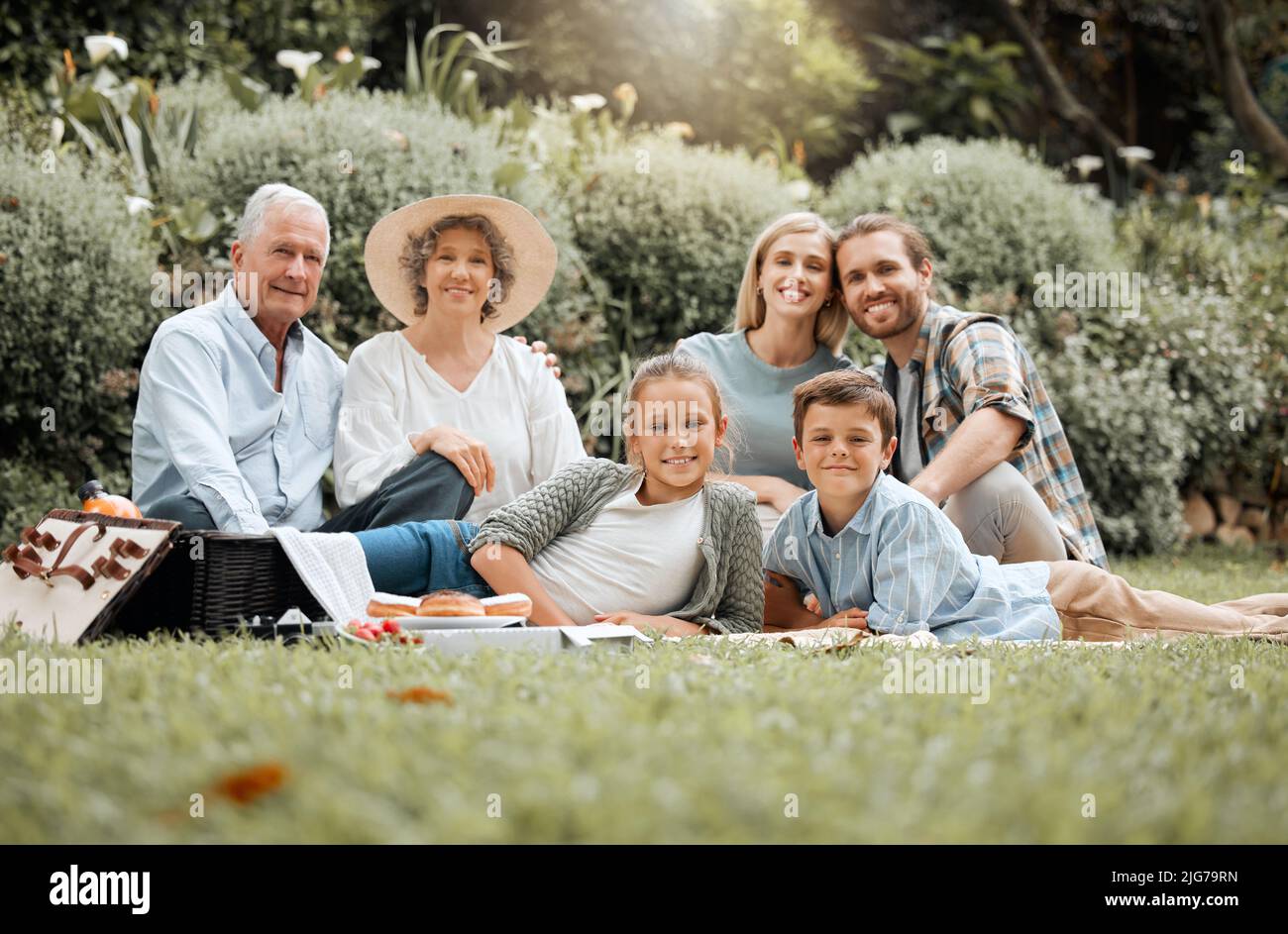 Easy like sunday morning. Shot of a multi-generational family spending ...
