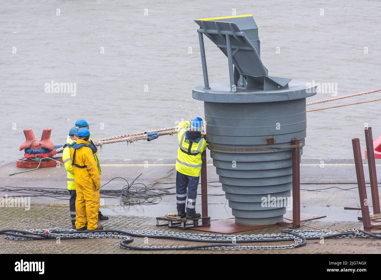 Loading ballast pods onto deployment vessel for DeltaStream tidal ...