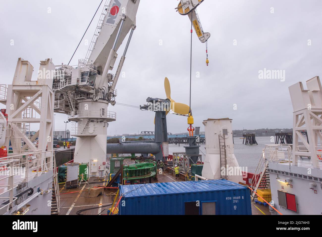 Loading ballast pods onto deployment vessel for DeltaStream tidal ...
