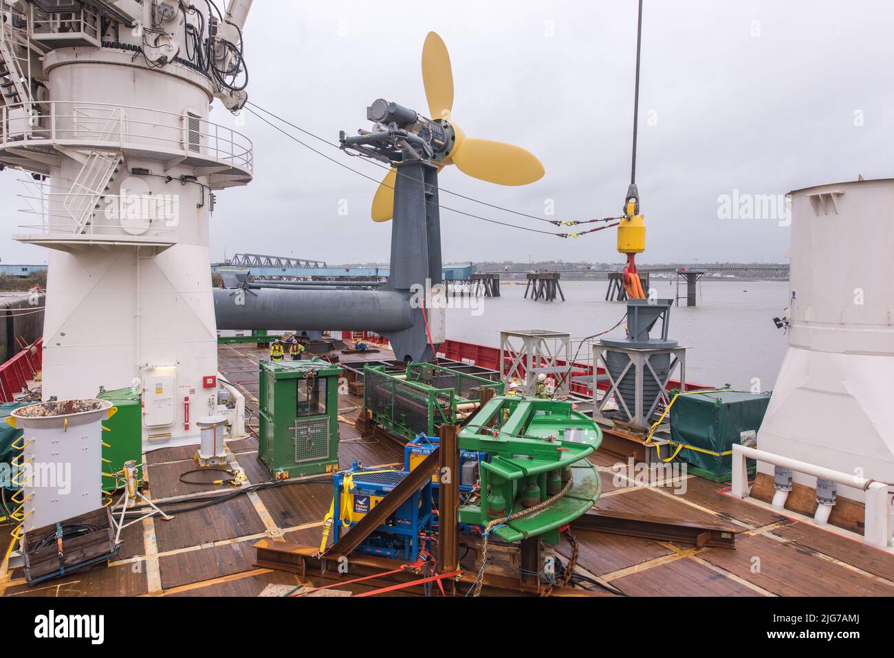 Loading ballast pods onto deployment vessel for DeltaStream tidal ...