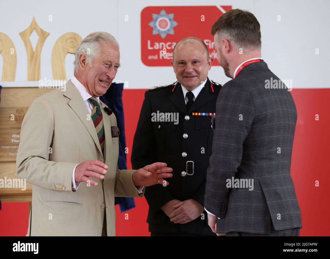 The Prince of Wales during a visit to Morecambe Fire Station to mark 21 ...