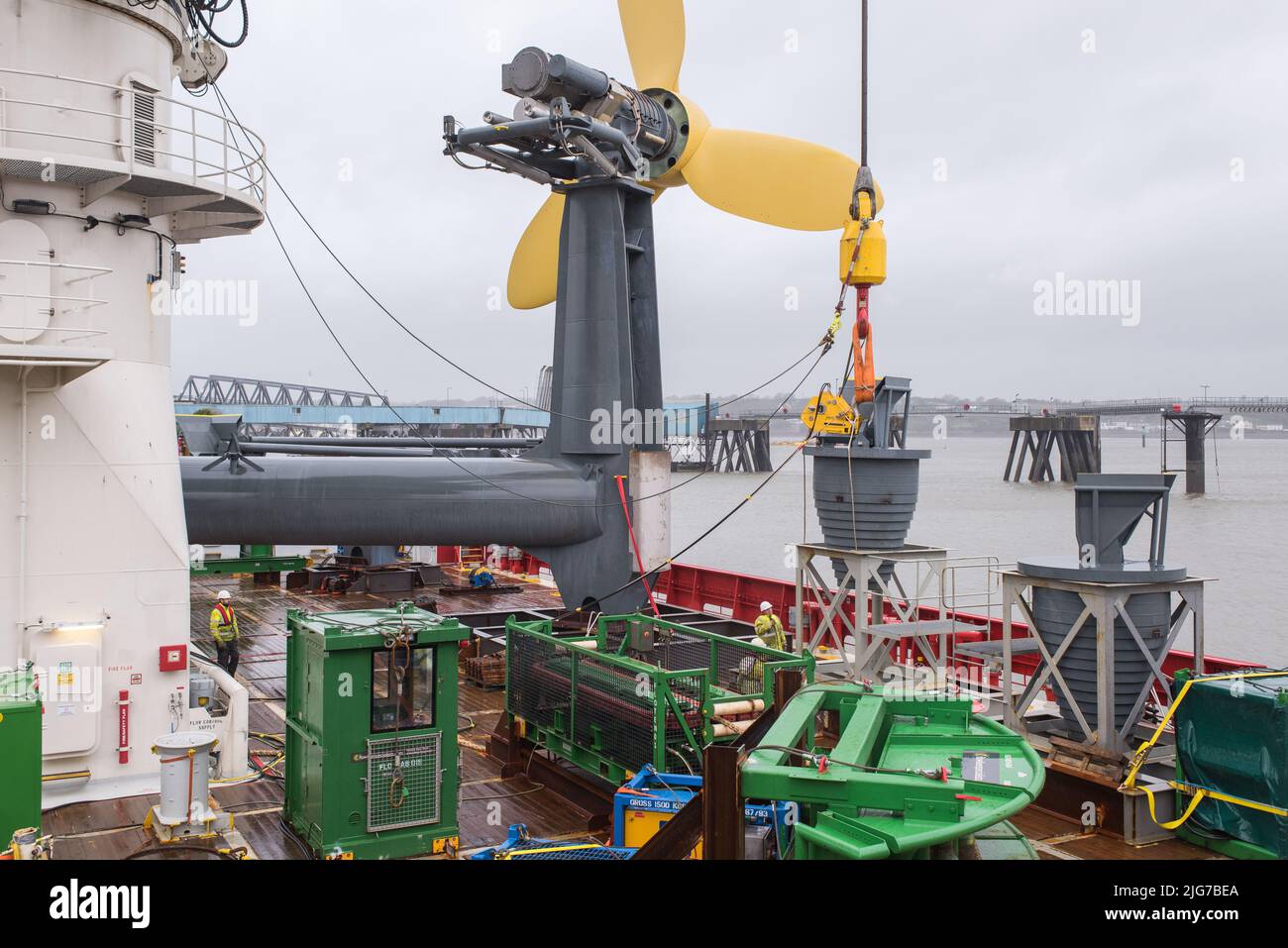 Loading ballast pods onto deployment vessel for DeltaStream tidal ...