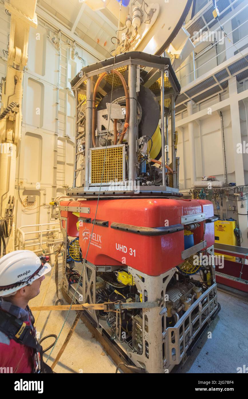 Remotely operated underwater vehicle on board vessel Stock Photo - Alamy