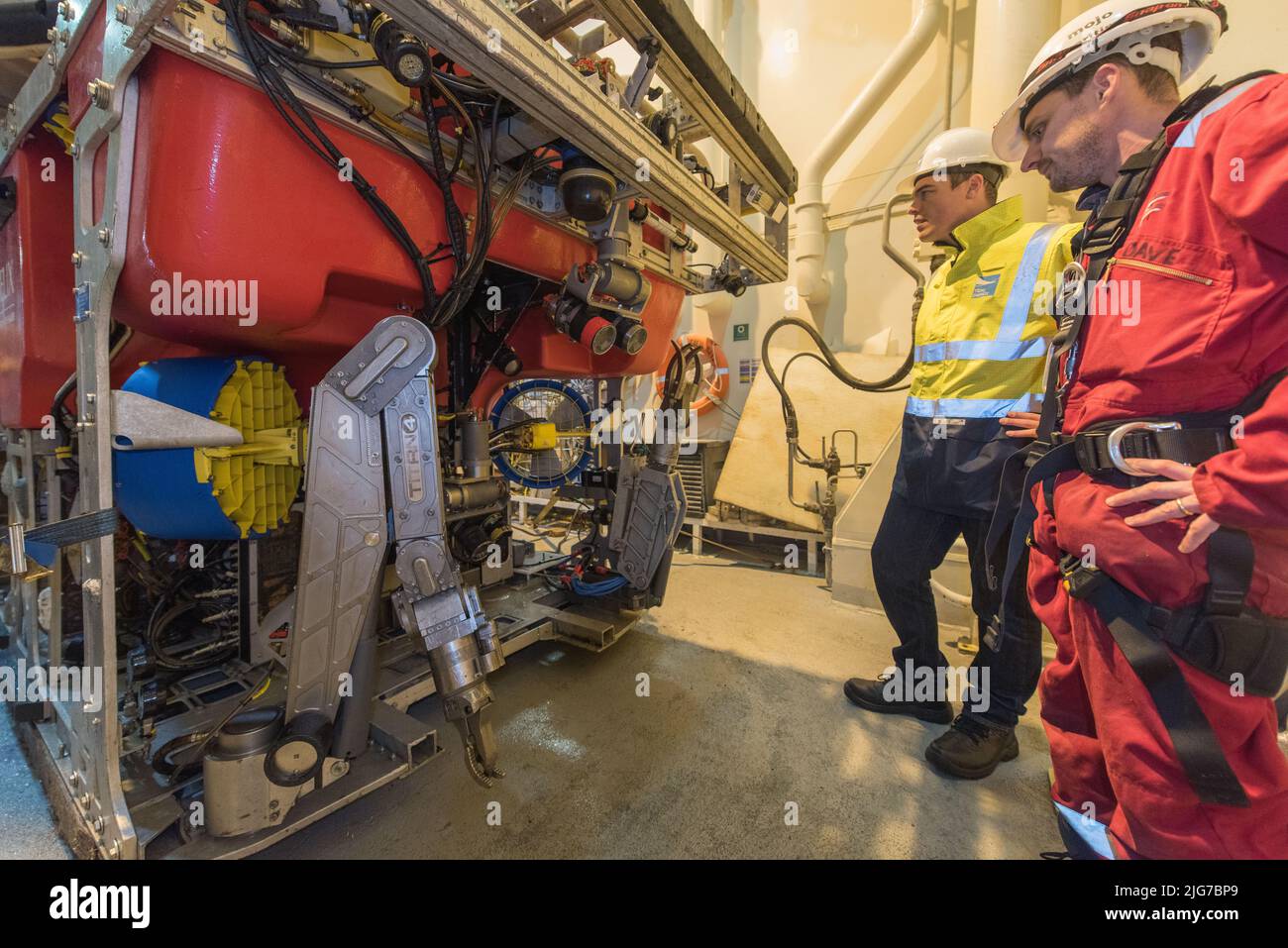 Engineers looking at ROV onboard deployment vessel Stock Photo - Alamy