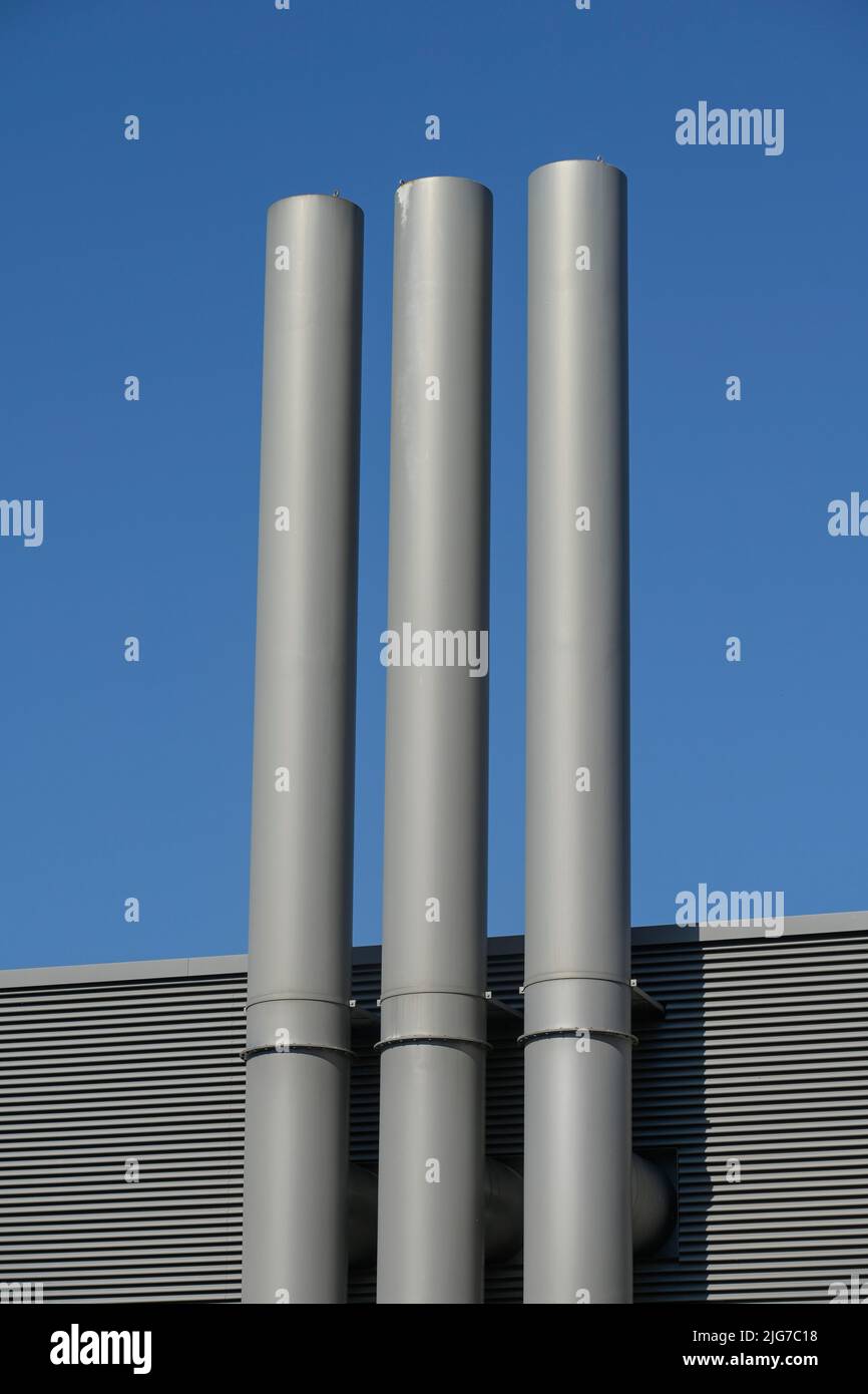 Chimneys, block power station, Potsdam, Brandenburg, Germany Stock ...
