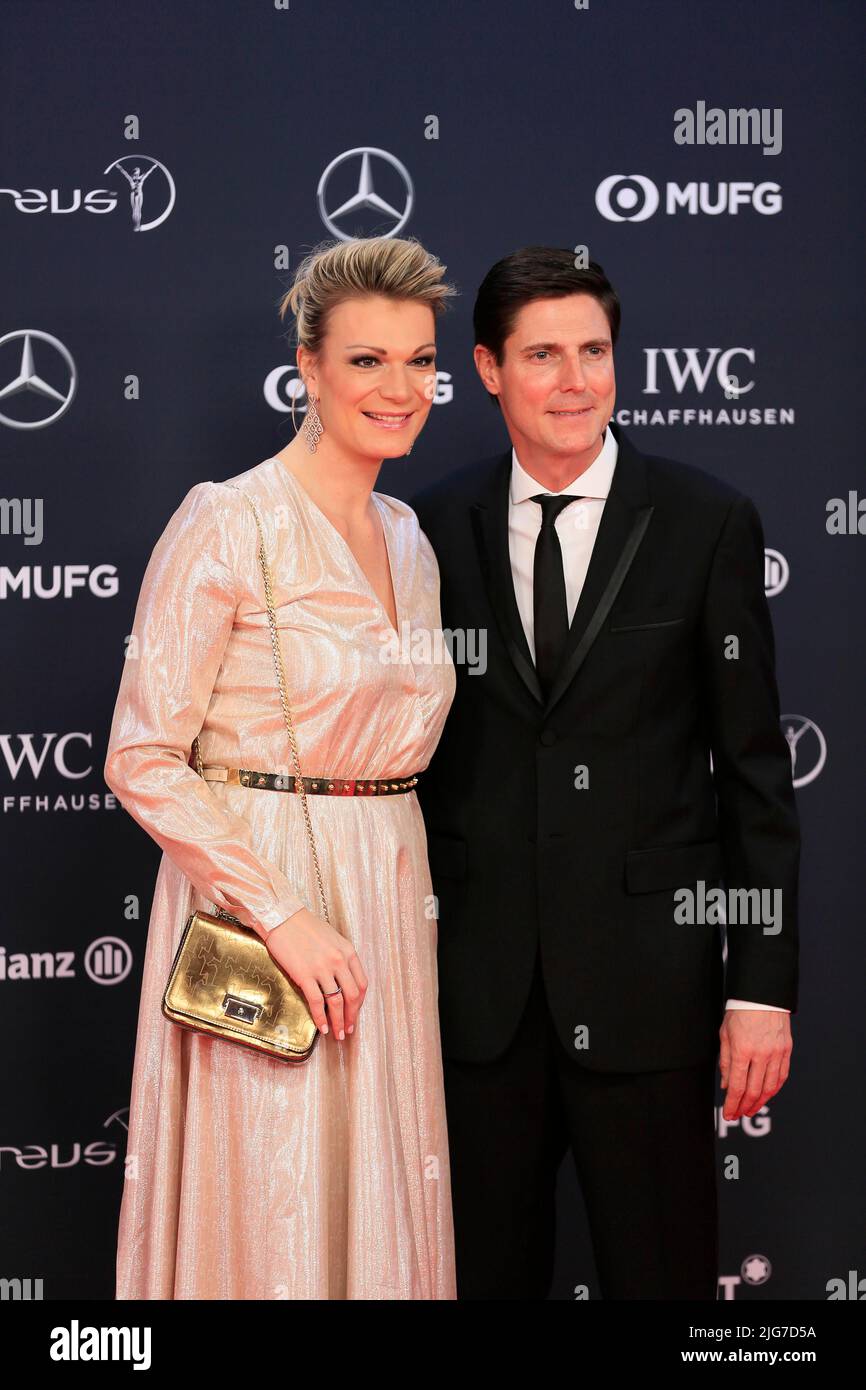 Maria Hoefl-Riesch and Marcus Hoefl, red carpet, Laureus Awards 2018 ...