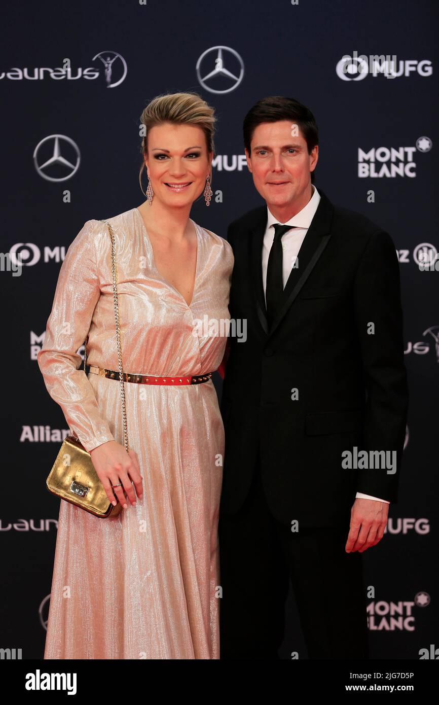 Maria Hoefl-Riesch and Marcus Hoefl, red carpet, Laureus Awards 2018 ...