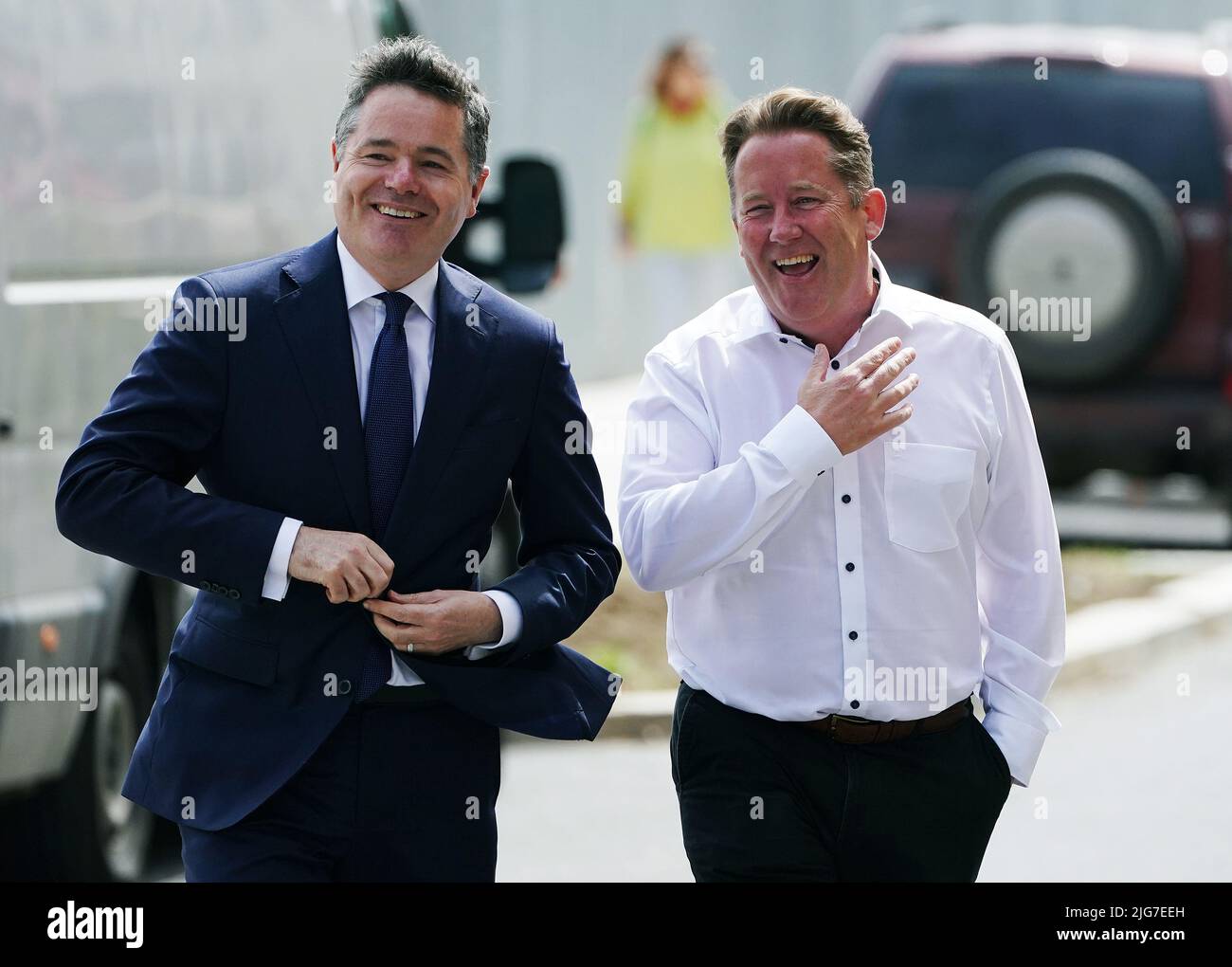 Minister for Finance Paschal Donohoe (left) and Minister for Housing ...