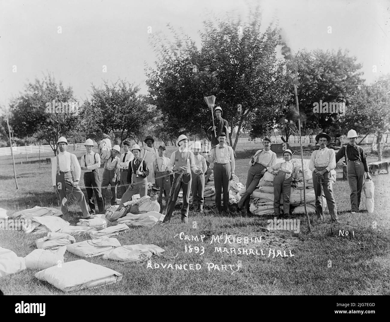 Camp McKibbin, Marshall Hall, (Advanced Party), 1893, 1893 Stock Photo ...