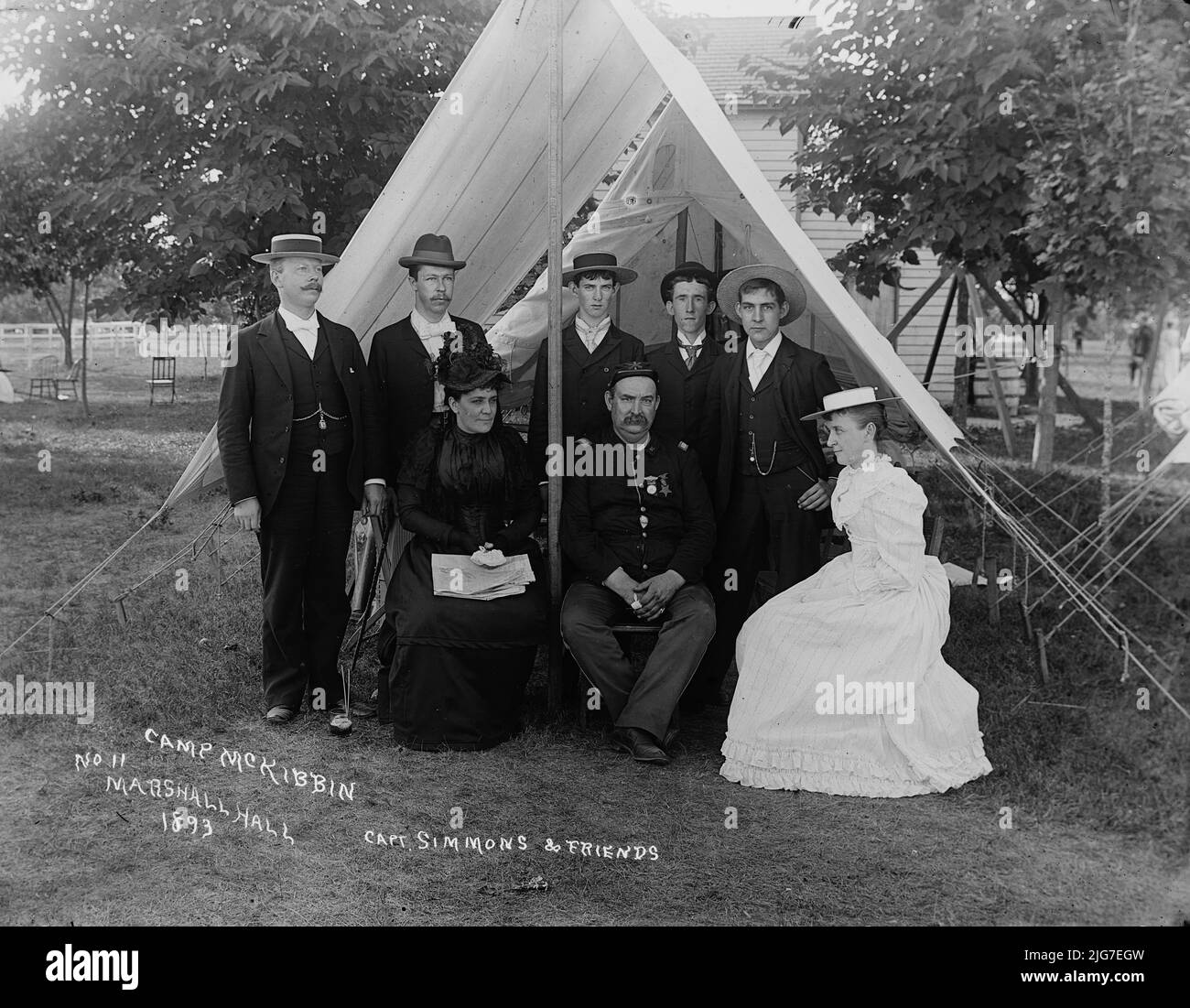 Capt. Simmons & friends, 1893. ['Camp McKibbin, Marshall Hall' Maryland ...