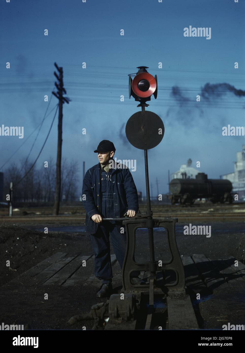 Daniel Senise throwing a switch while at work in an Indiana Harbor Belt ...