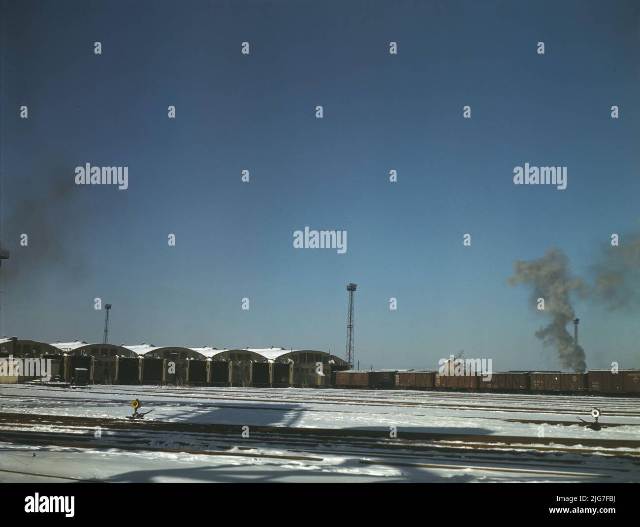 Train pulling out of the freight house at C & NW RR's [i.e. Chicago and ...