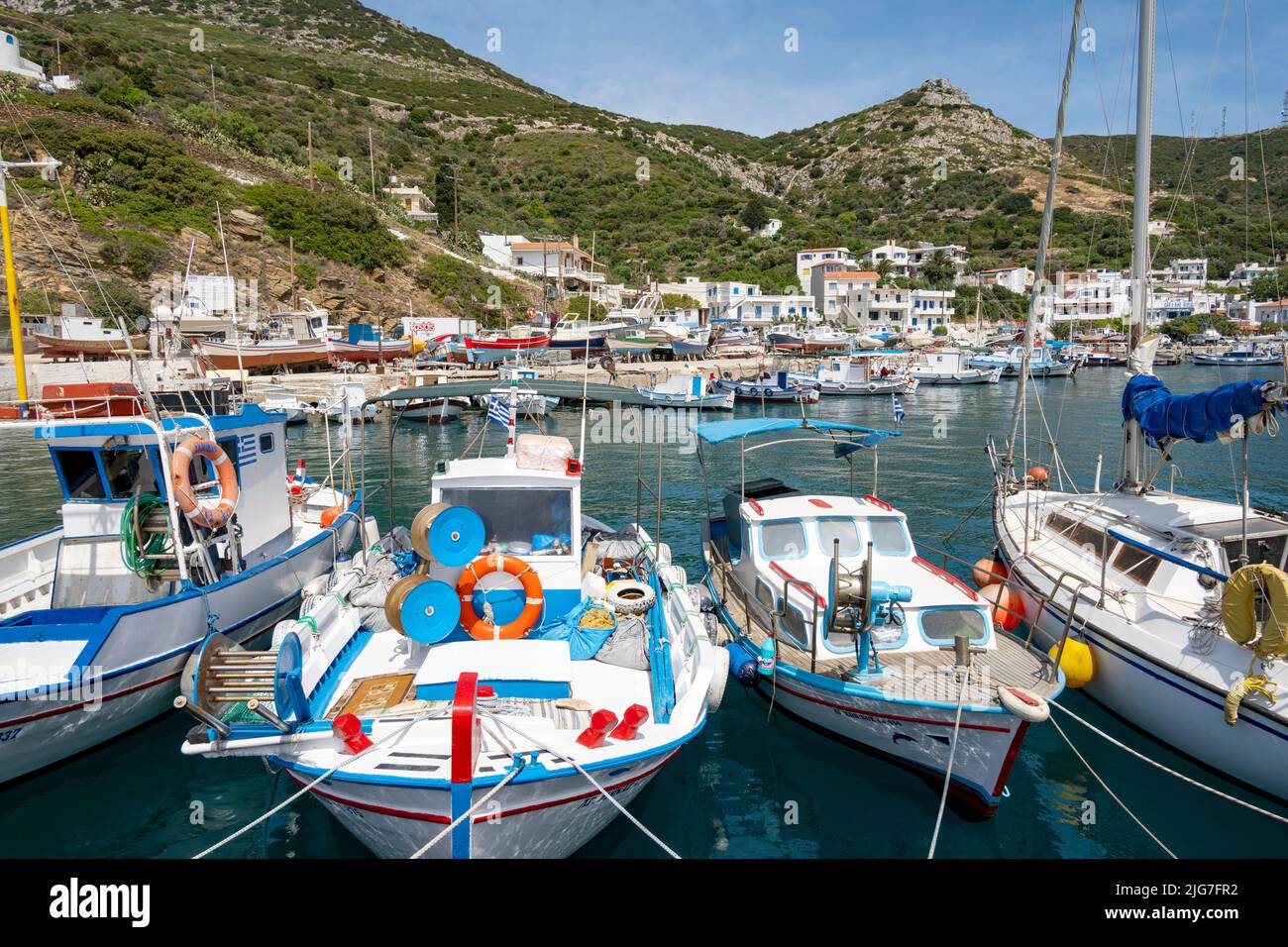 Griechenland, Insel Fourni, Hafen im Inselhauptort Fourni Stock Photo ...