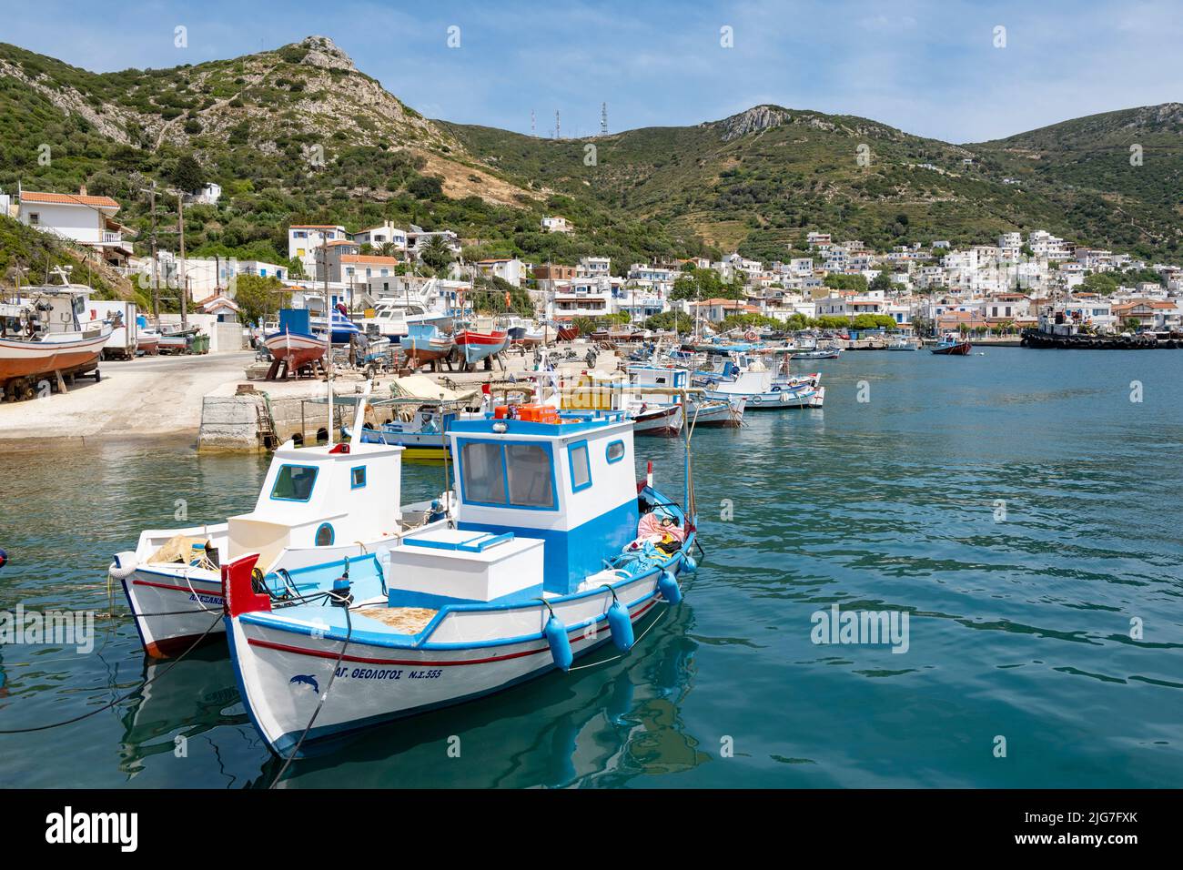 Griechenland, Insel Fourni, Hafen im Inselhauptort Fourni Stock Photo ...