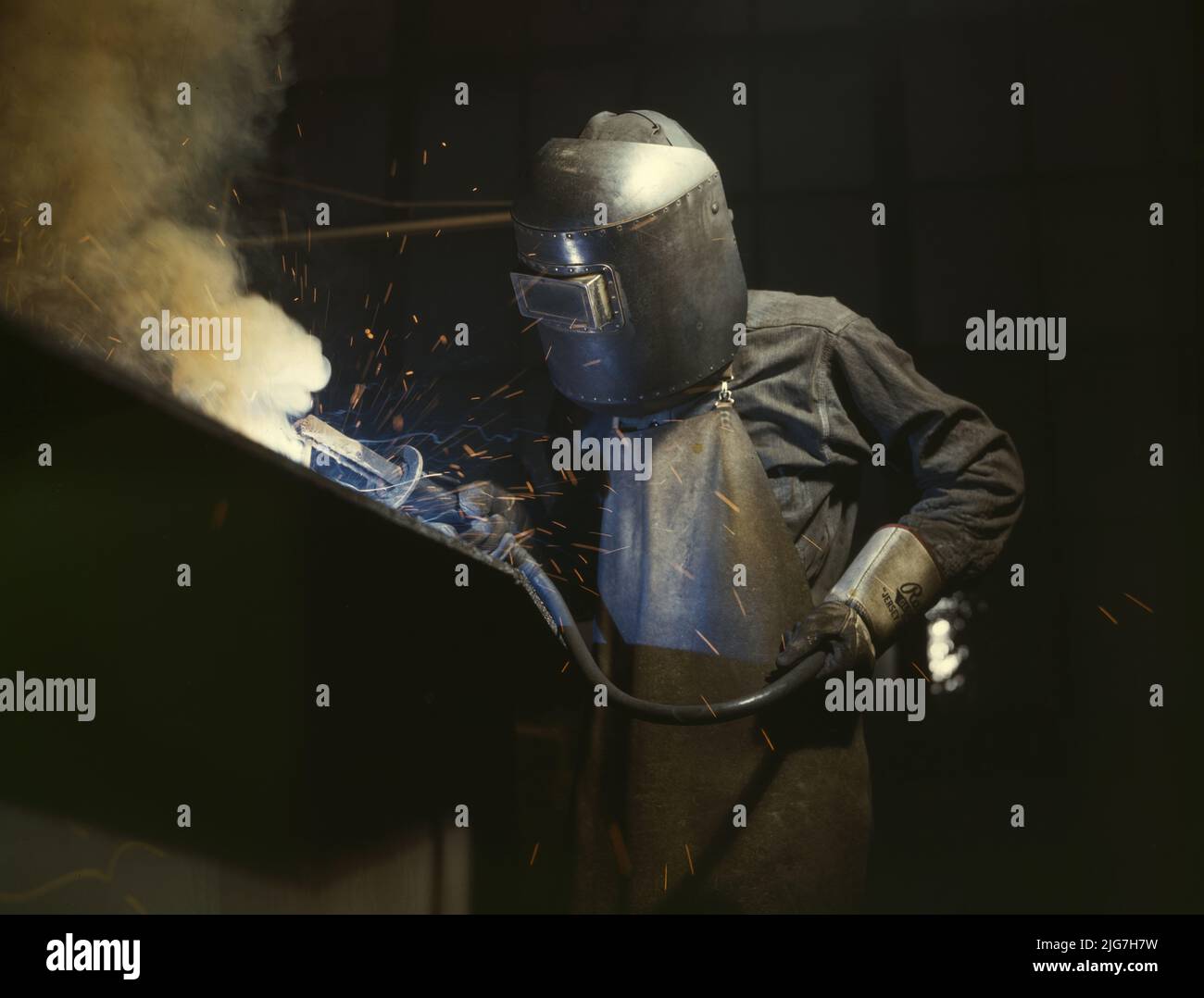 Welder making boilers for a ship, Combustion Engineering Co ...