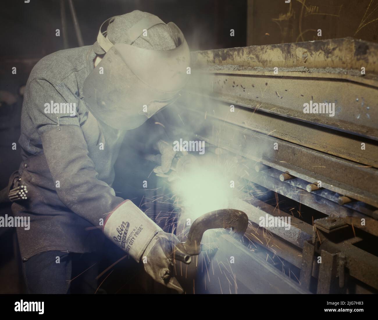 Welder making boilers for a ship, Combustion Engineering Co ...