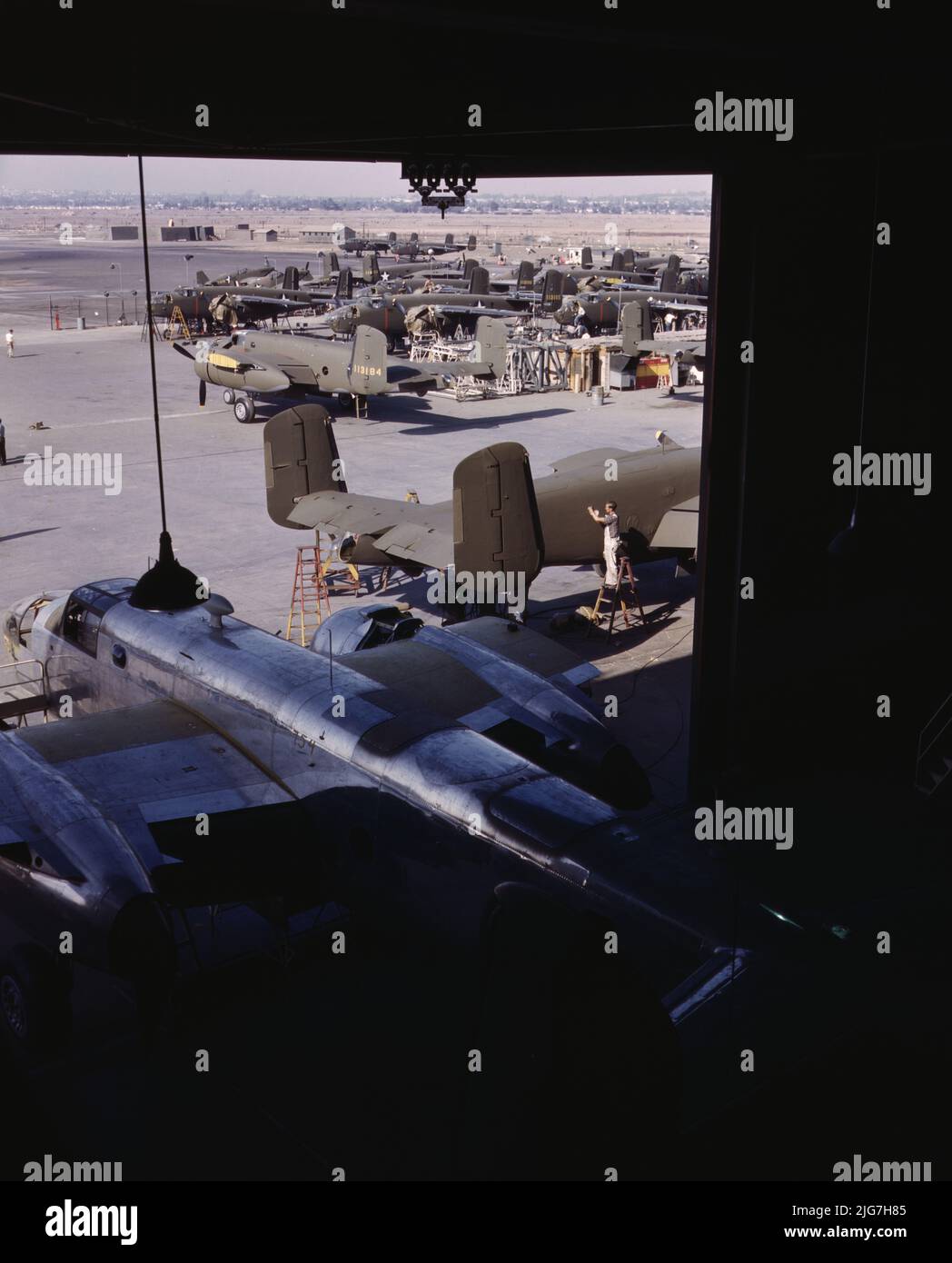 Another North American B-25 bomber rolls off the final assembly line to ...