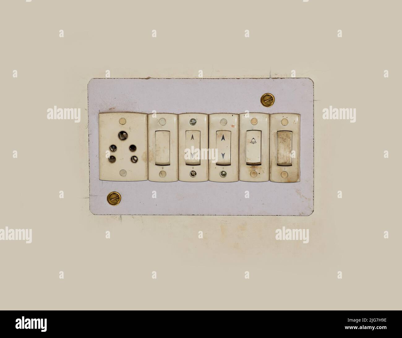 An old electrical switchboard on a wall Stock Photo - Alamy