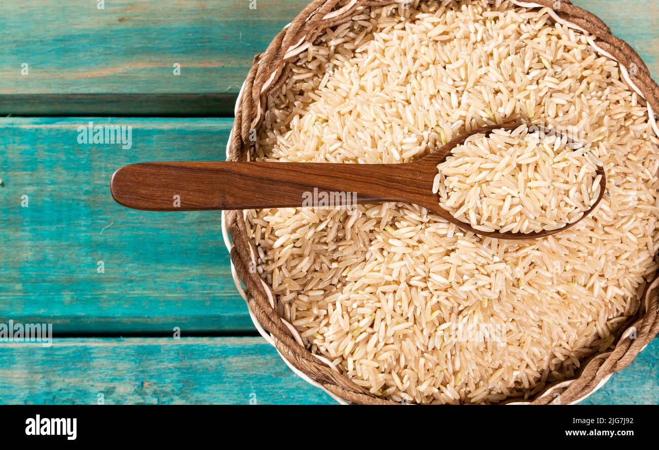 Organic Raw Brown Rice - Basic Cereal For Food Stock Photo - Alamy
