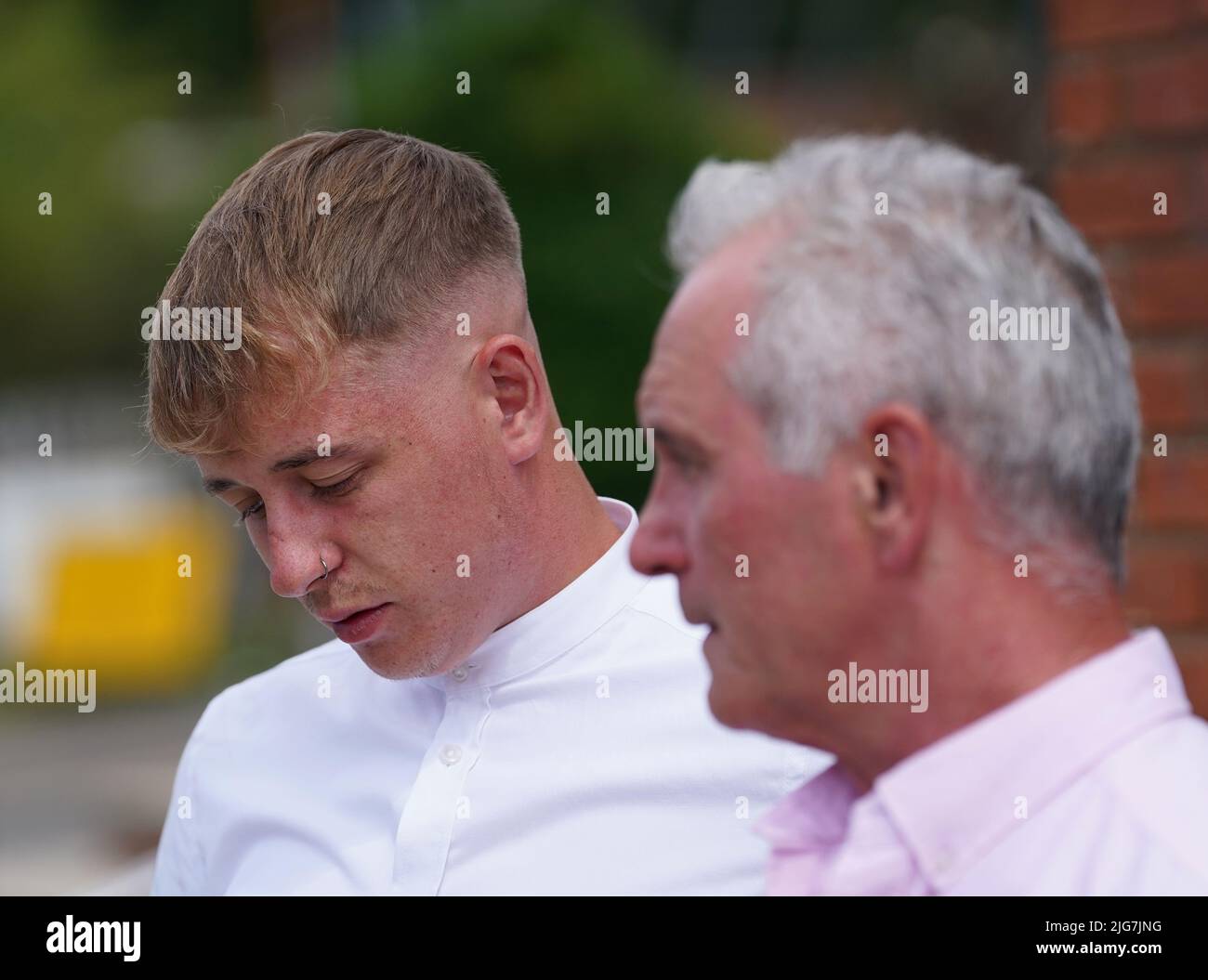 Patrick Davies (left) and Paul James, son and husband of PCSO Julia ...