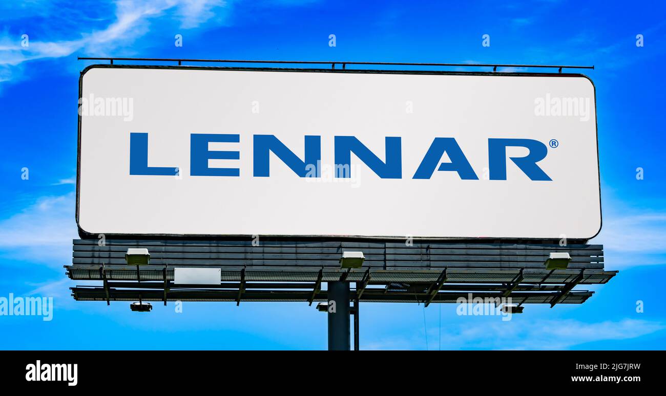 POZNAN, POL - JUN 23, 2022: Advertisement billboard displaying logo of ...