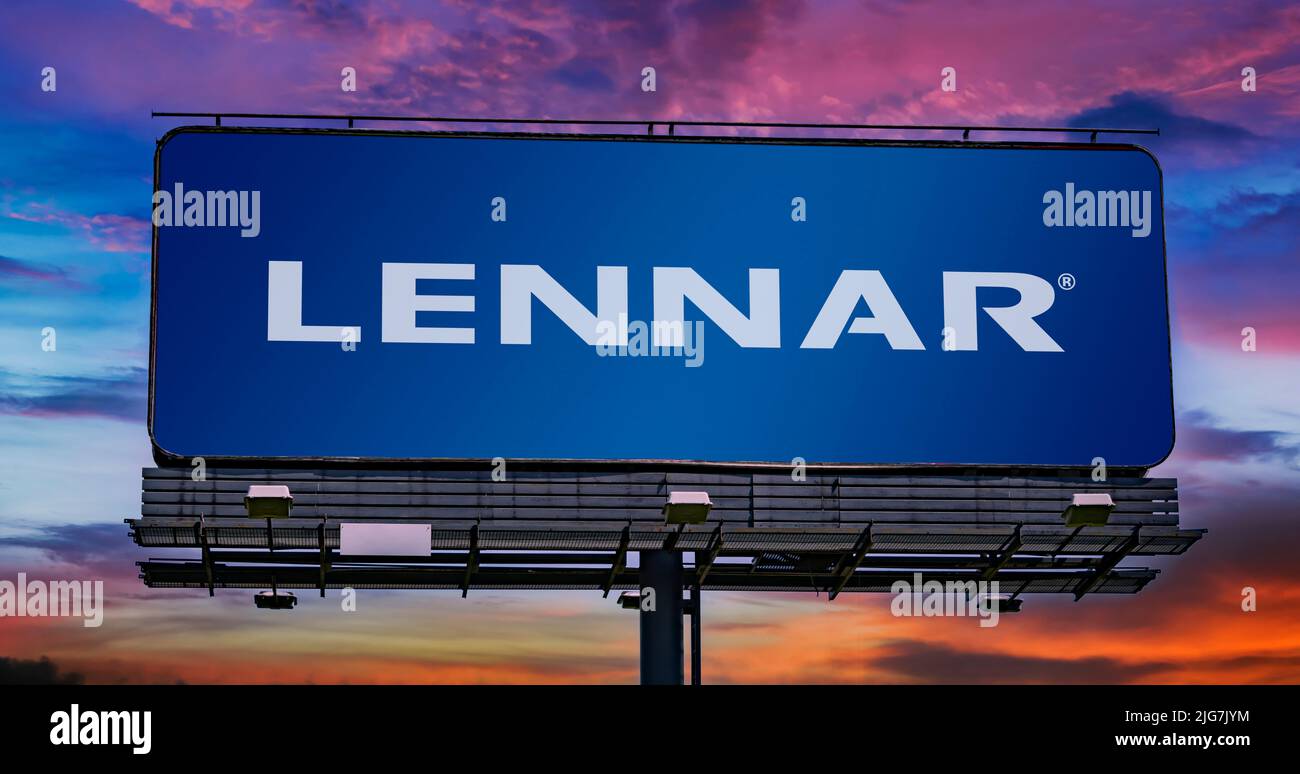 POZNAN, POL - JUN 23, 2022: Advertisement billboard displaying logo of ...