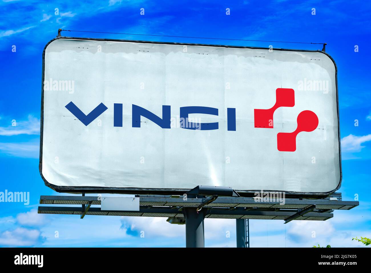 POZNAN, POL - JUN 23, 2022: Advertisement billboard displaying logo of ...