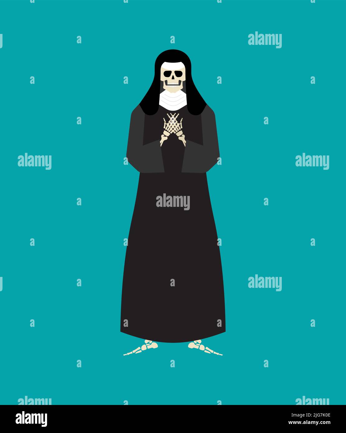 Nun skeleton. Evil holy sister. votaress death Vector illustration ...