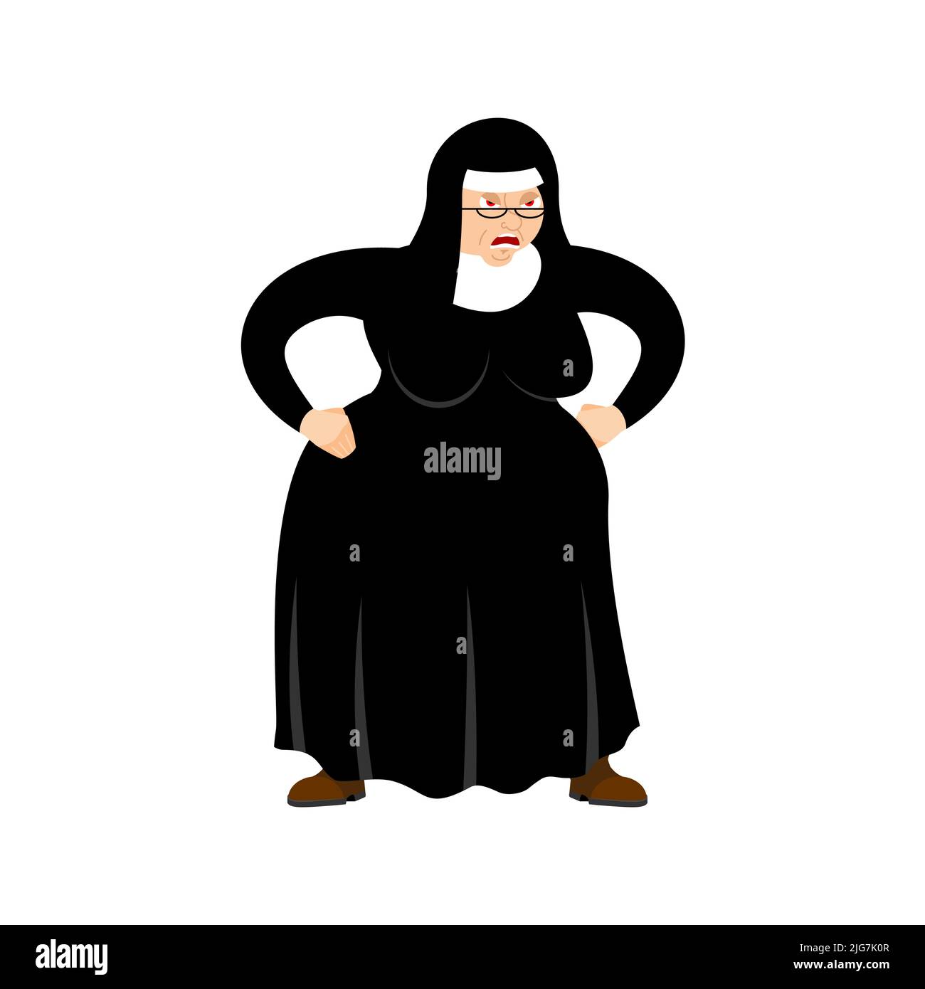 Angry nun. Evil holy sister. Vector illustration Stock Vector Image ...